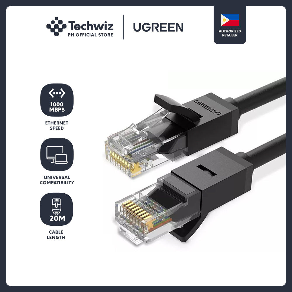 UGREEN Ethernet CAT 6 LAN RJ45 Gigabit Cable 1000Mbps - BLACK – TechWizPH