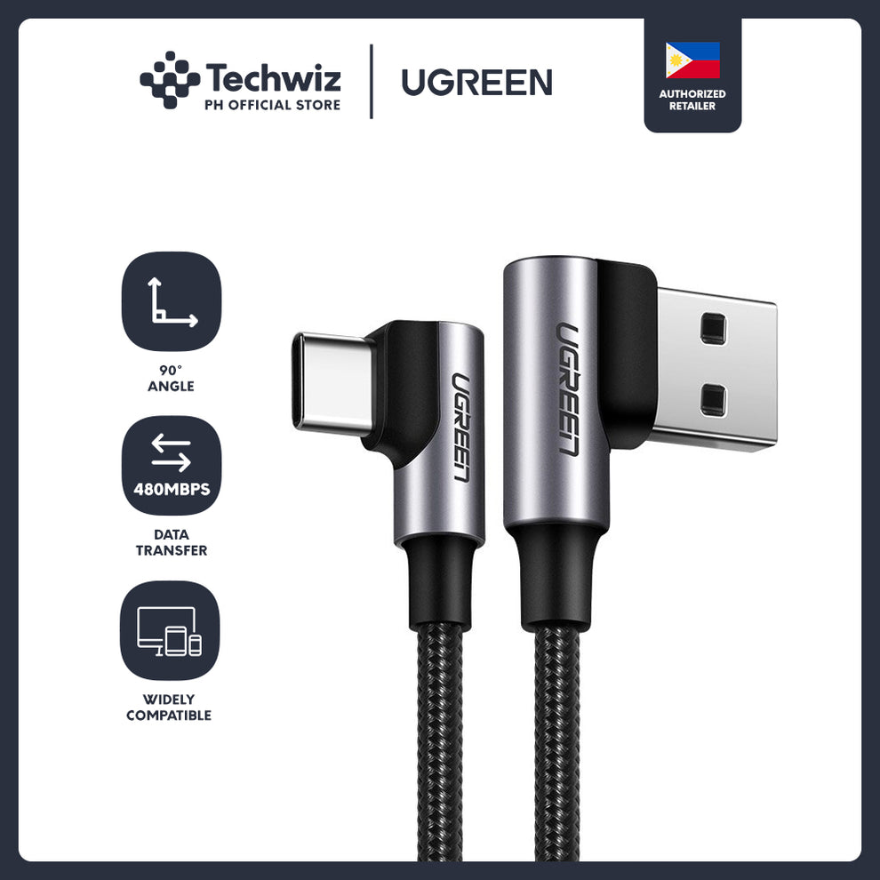 UGREEN (90 Degree) USB-C Male to USB 2.0 3A Data and Charging Cable ...