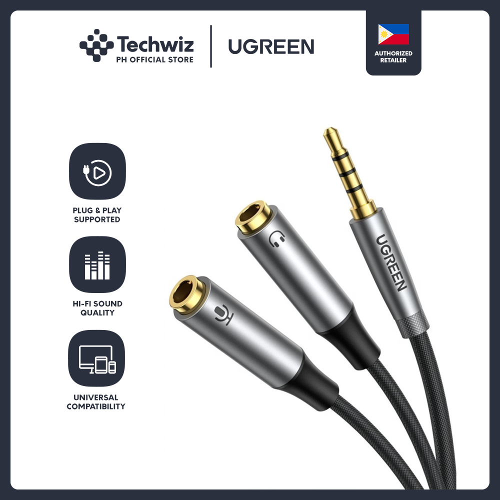 UGREEN 3.5mm Mic and Audio Female Y Splitter to 3.5mm Male Audio Adapt ...